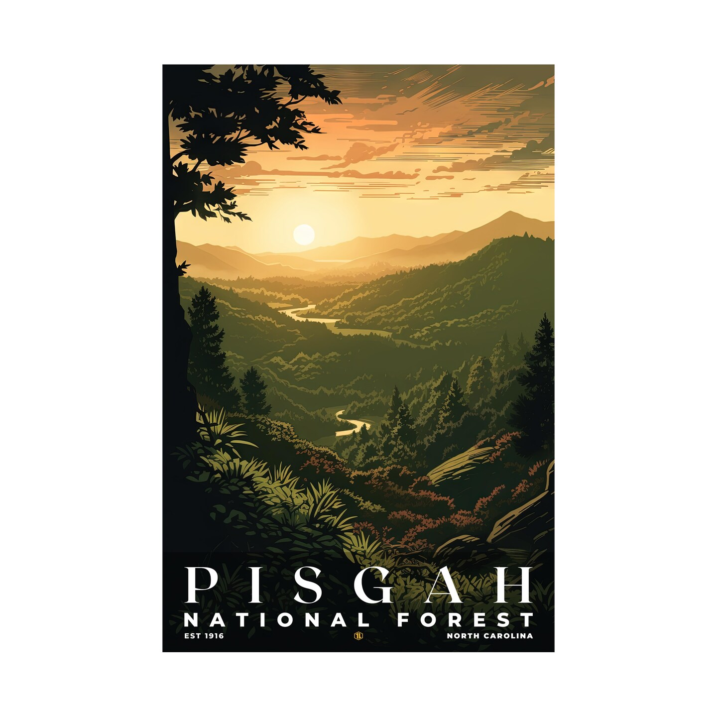 Pisgah National Forest Poster, Travel Art, Office Poster, Home Decor ...