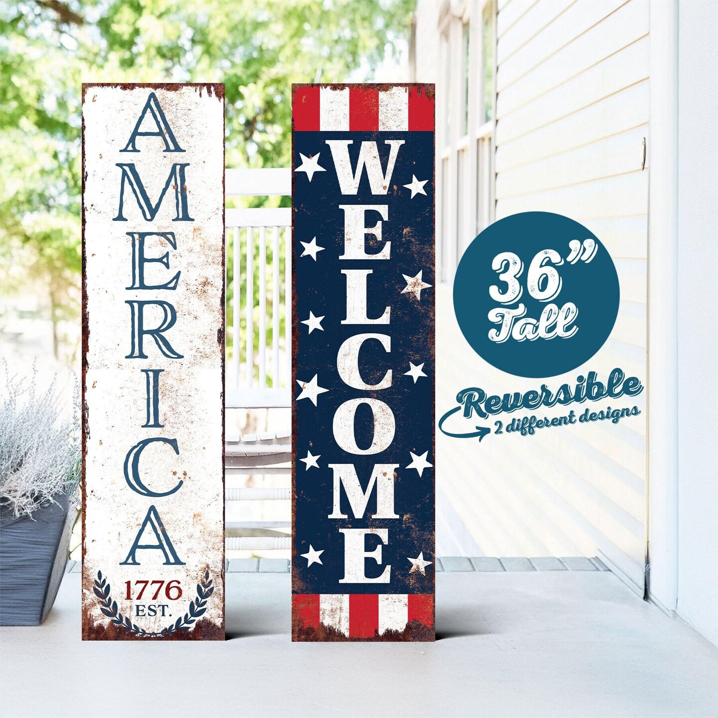 36in 4th of July Porch Sign - Rustic Farmhouse Decor - UV Protected ...