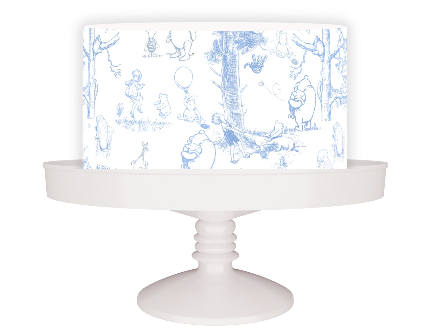 Pooh Bear Toile Baby Shower Cake Topper Edible Image Pooh Bear Baby ...