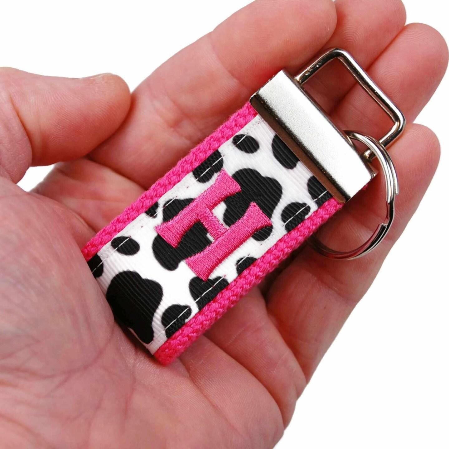 Personalized Cow Keychain Embroidered with Your Letter - You Pick ...