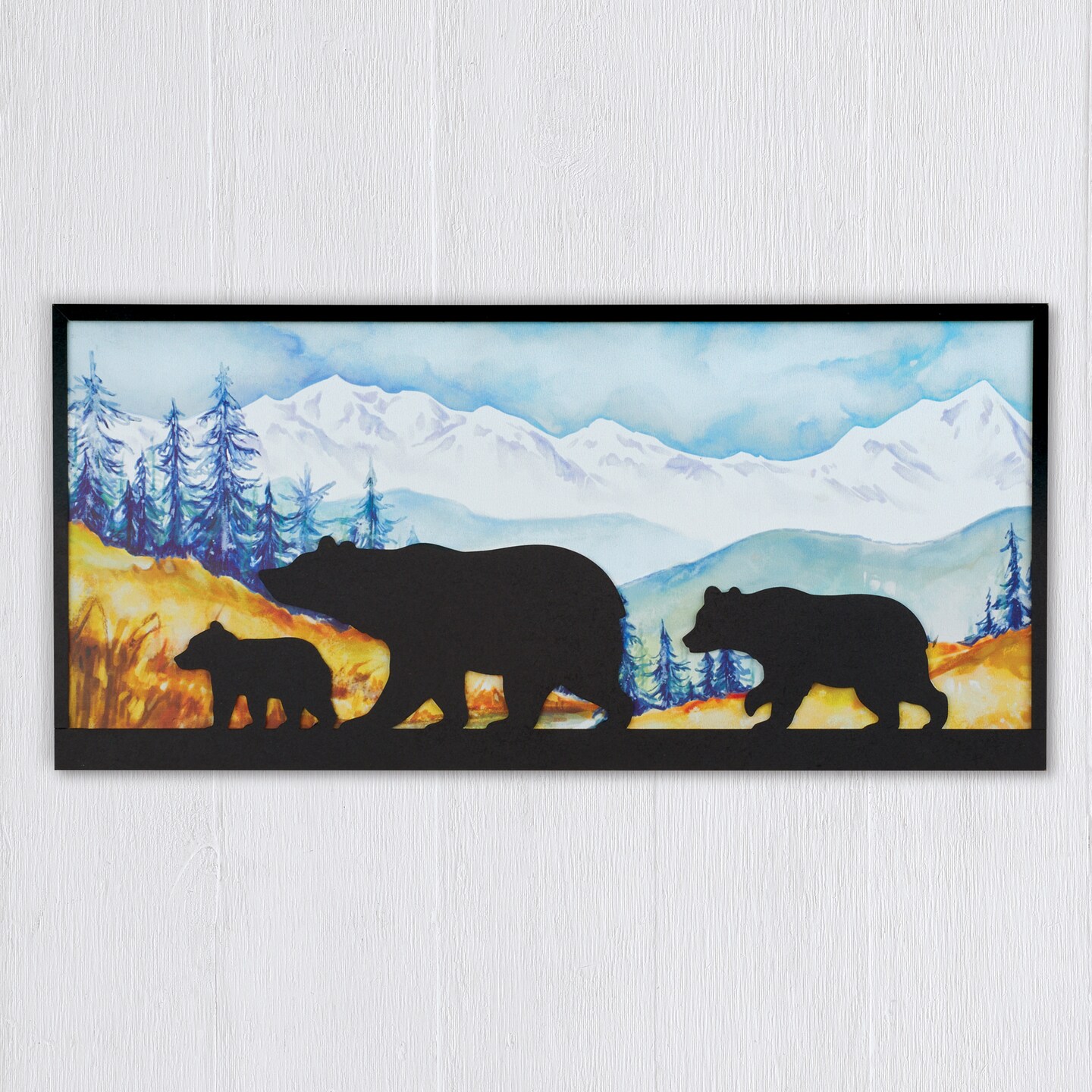 Collections Etc Northwoods Bears Mountain Scape Hanging Wall Art, Color ...