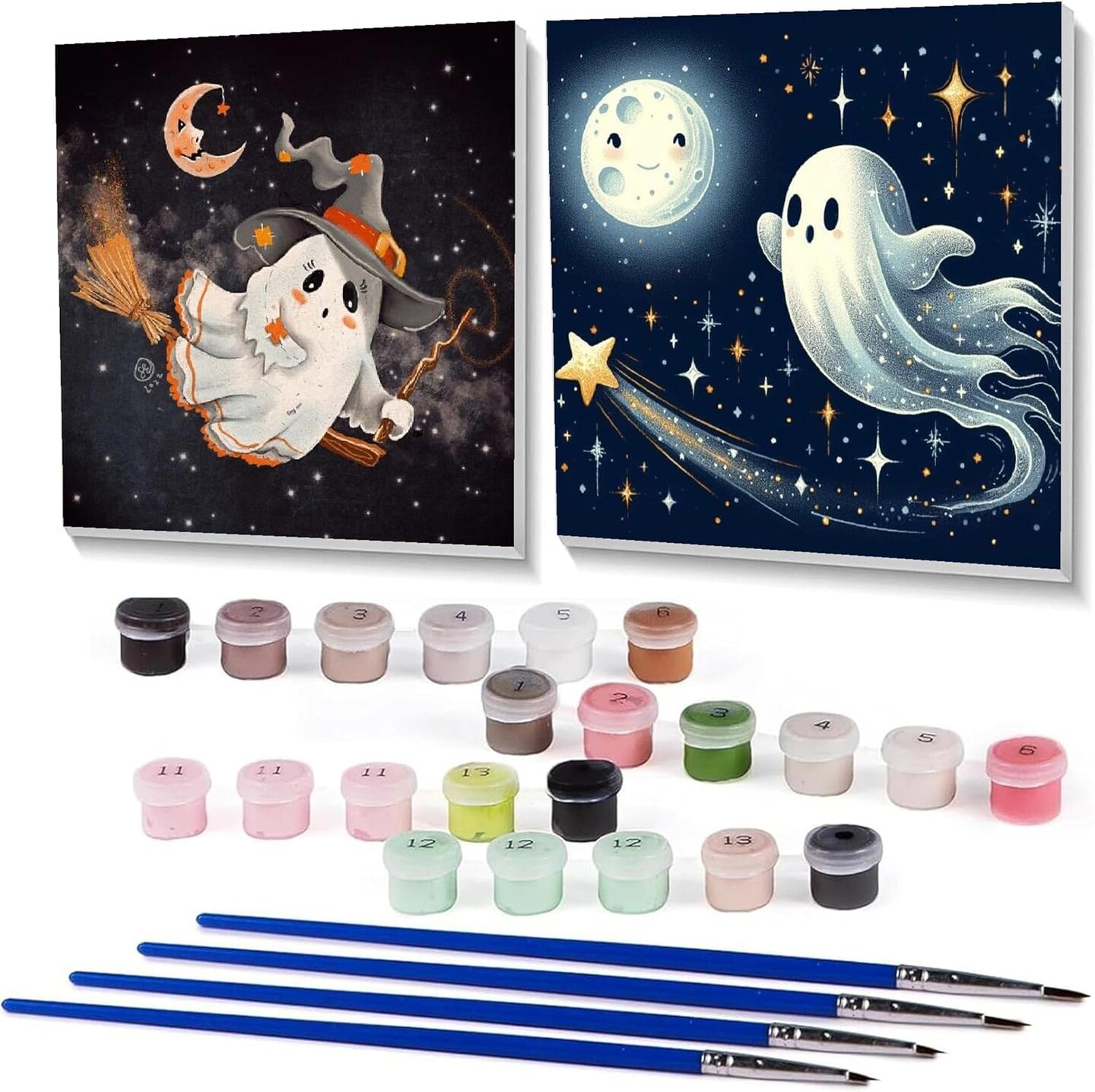 2 Pcs Halloween Paint by Numbers Kits for Kids Framed,Ghosts Adults ...