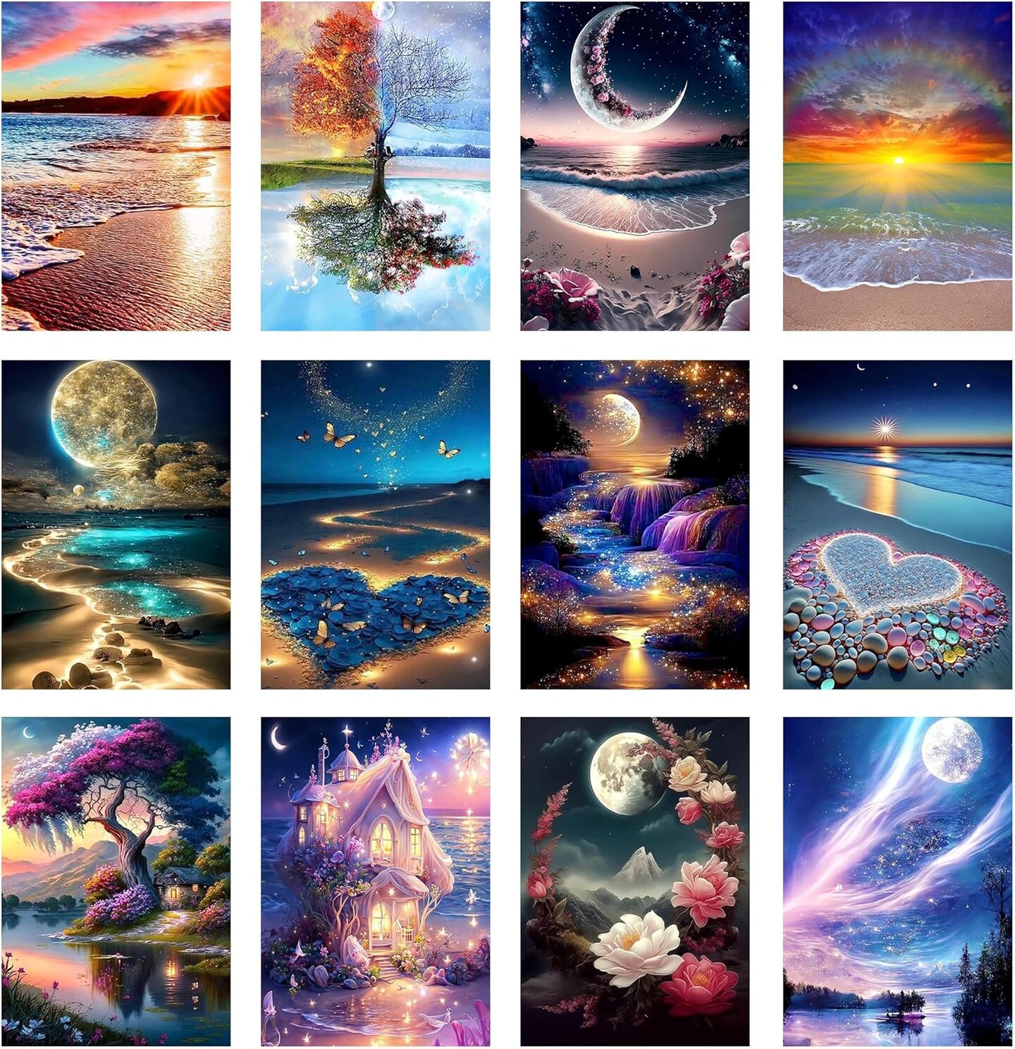 12 Pack Diamond Painting Kits for Adults,Moonlight Beach Diamond ...