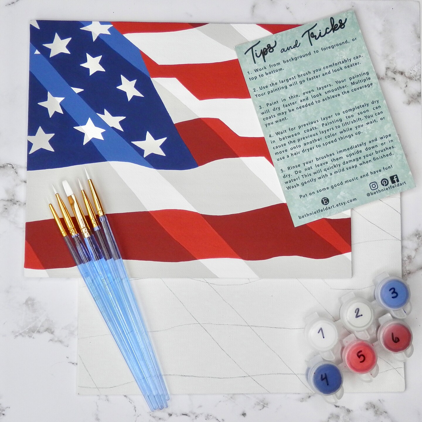 American Flag Paint by Number Kit | DIY Patriotic Art | MakerPlace by ...