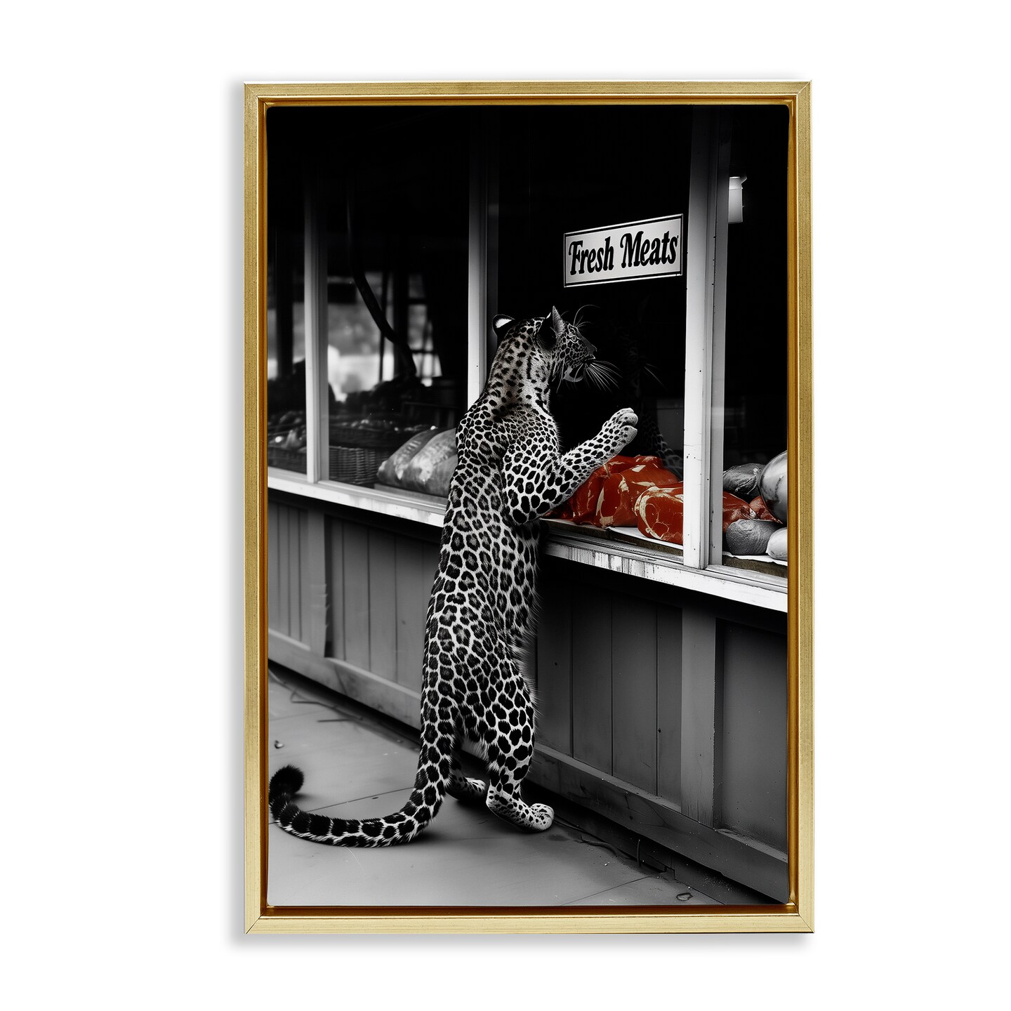 Stupell Industries Leopard with Fresh Meats Floating Frame By Sophie 6 ...