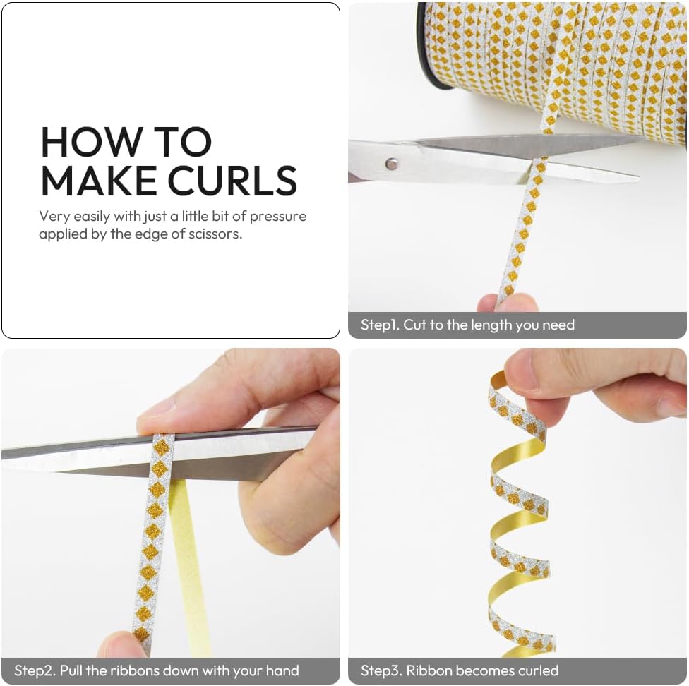 500 Yards Square Pattern Glitter Curling Ribbon – 1/5" Balloon String ...