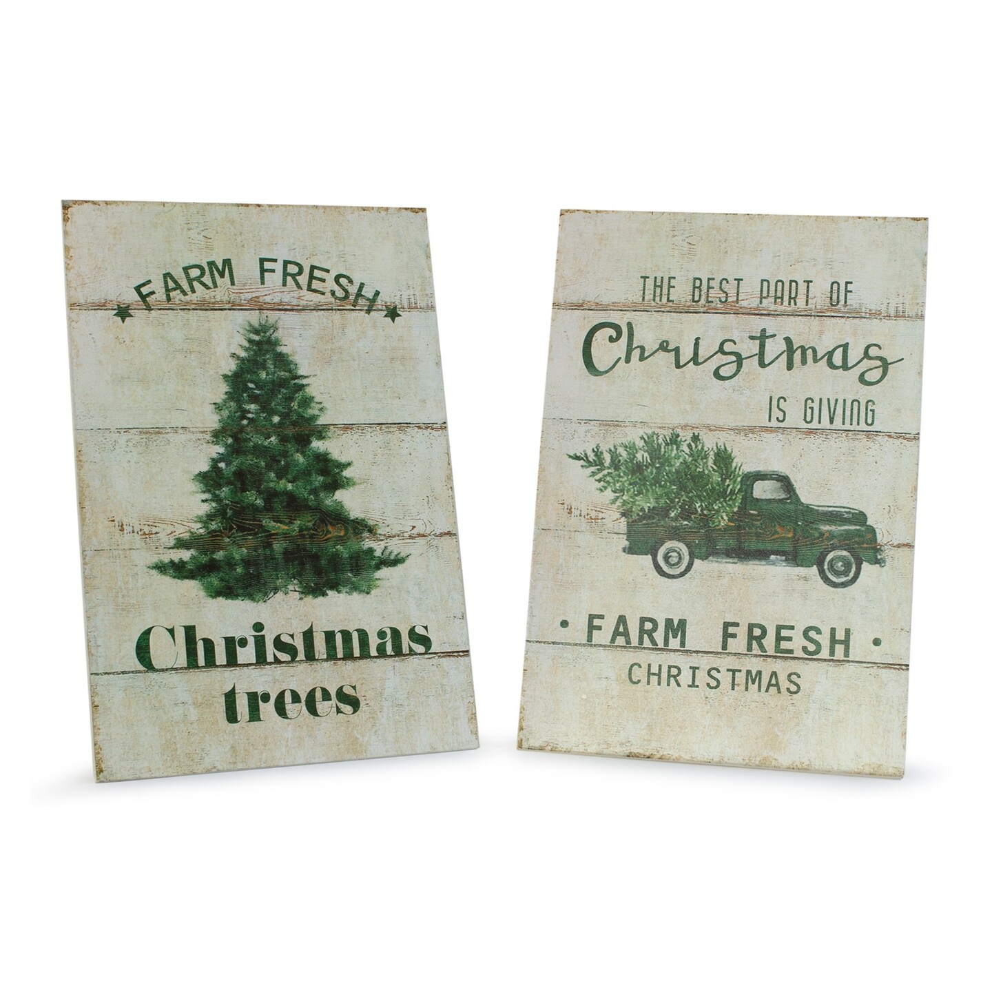 Melrose Set of 2 Farm Fresh Tree and Truck Christmas Tabletop Plaques ...