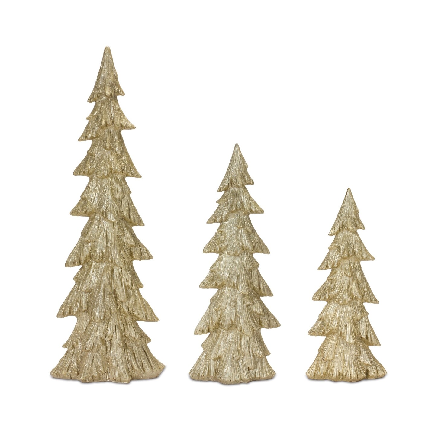 Melrose Christmas Pine Tree Tabletop Decorations - 25" - Gold - Set of ...