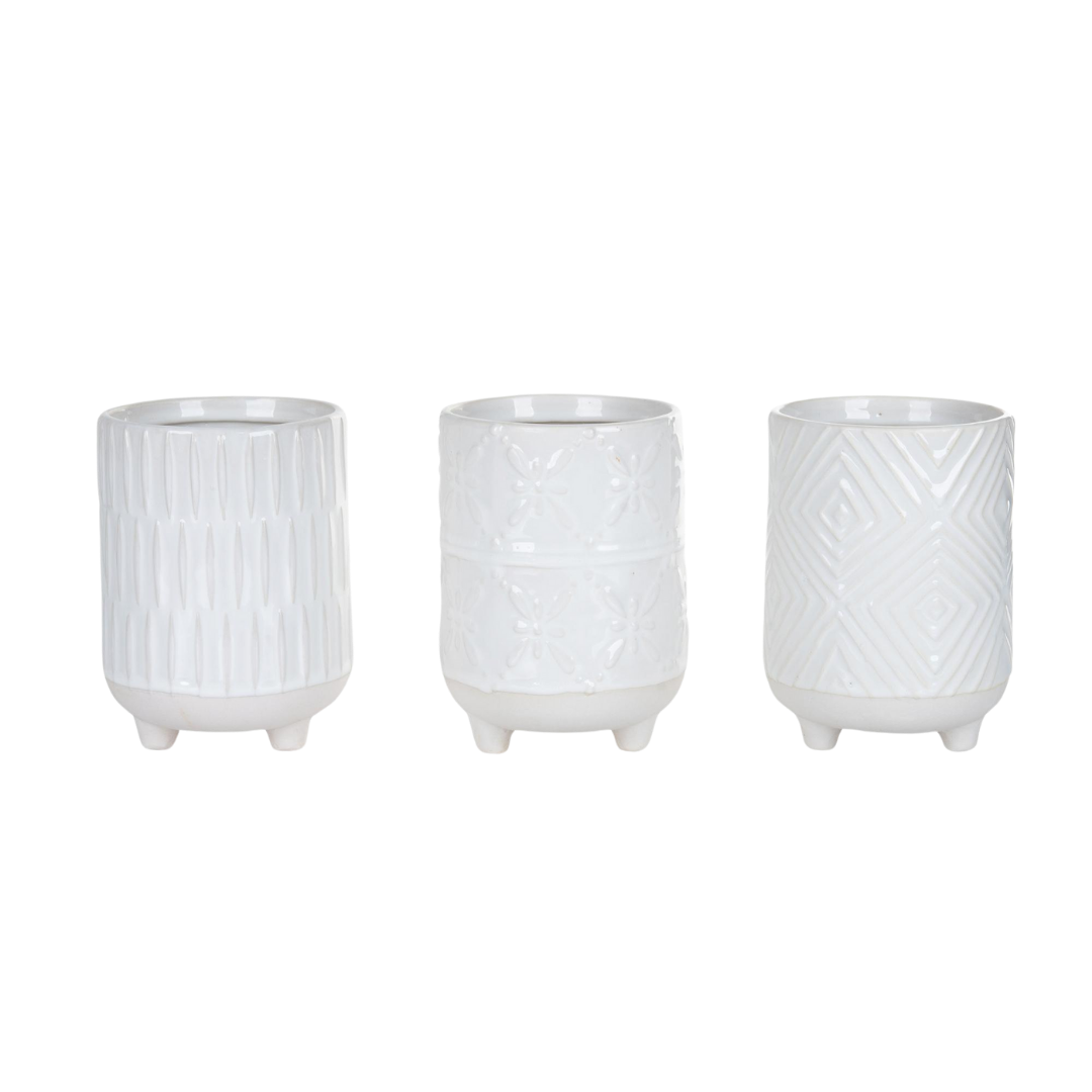 Transpac Stoneware Natural Instincts Planters Set of 3 Off-White ...