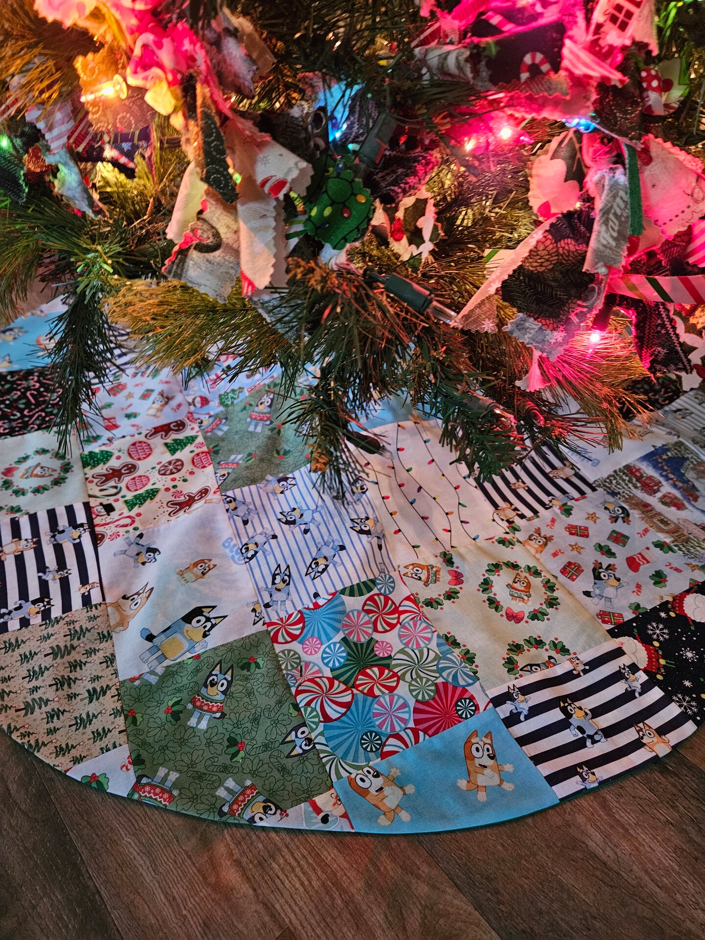 Grandma's Scraps Bluey Christmas Tree Skirts | MakerPlace by Michaels