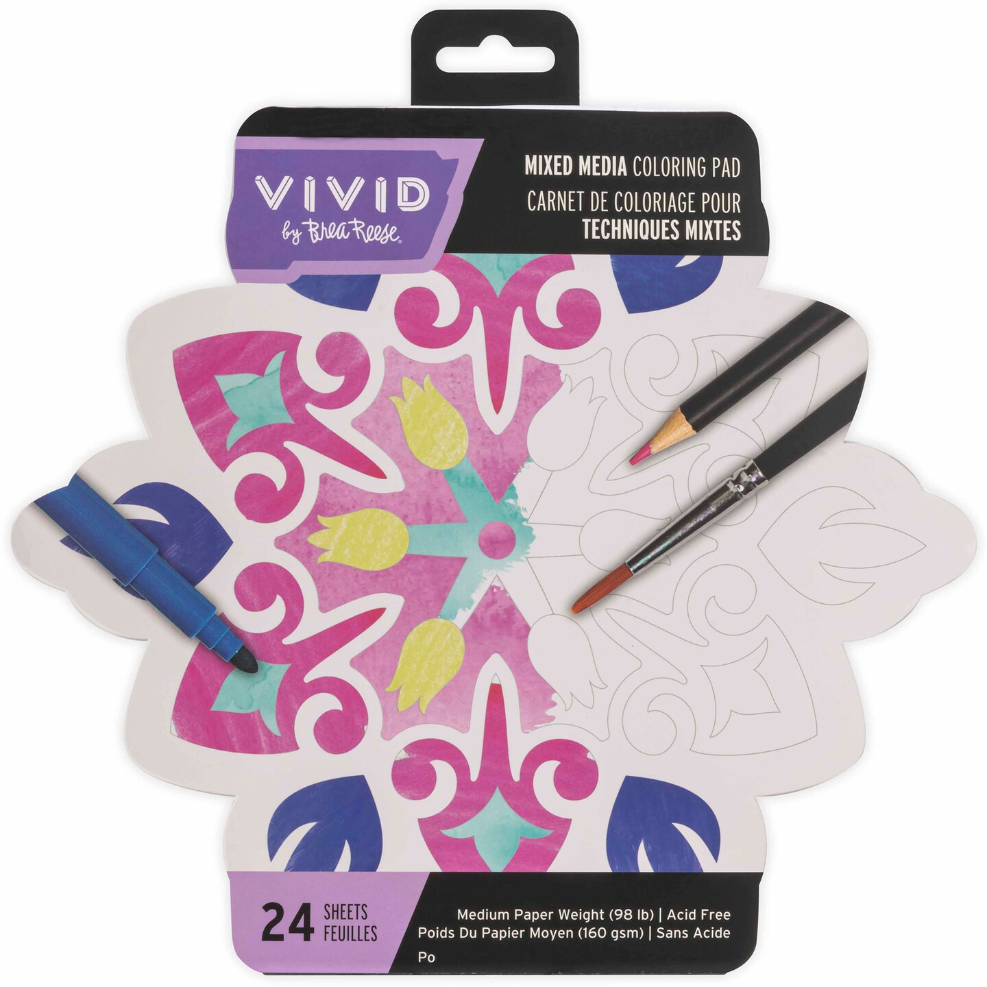 Vivid by Brea Reese: Mixed Media Coloring Pad - Tile - 24 Shaped Sheets ...
