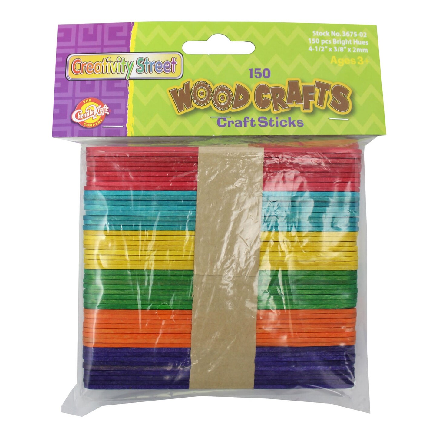 Regular Craft Sticks, Bright Hues Assorted, 4 1/2" x 3/8" x 2mm, 150 ...