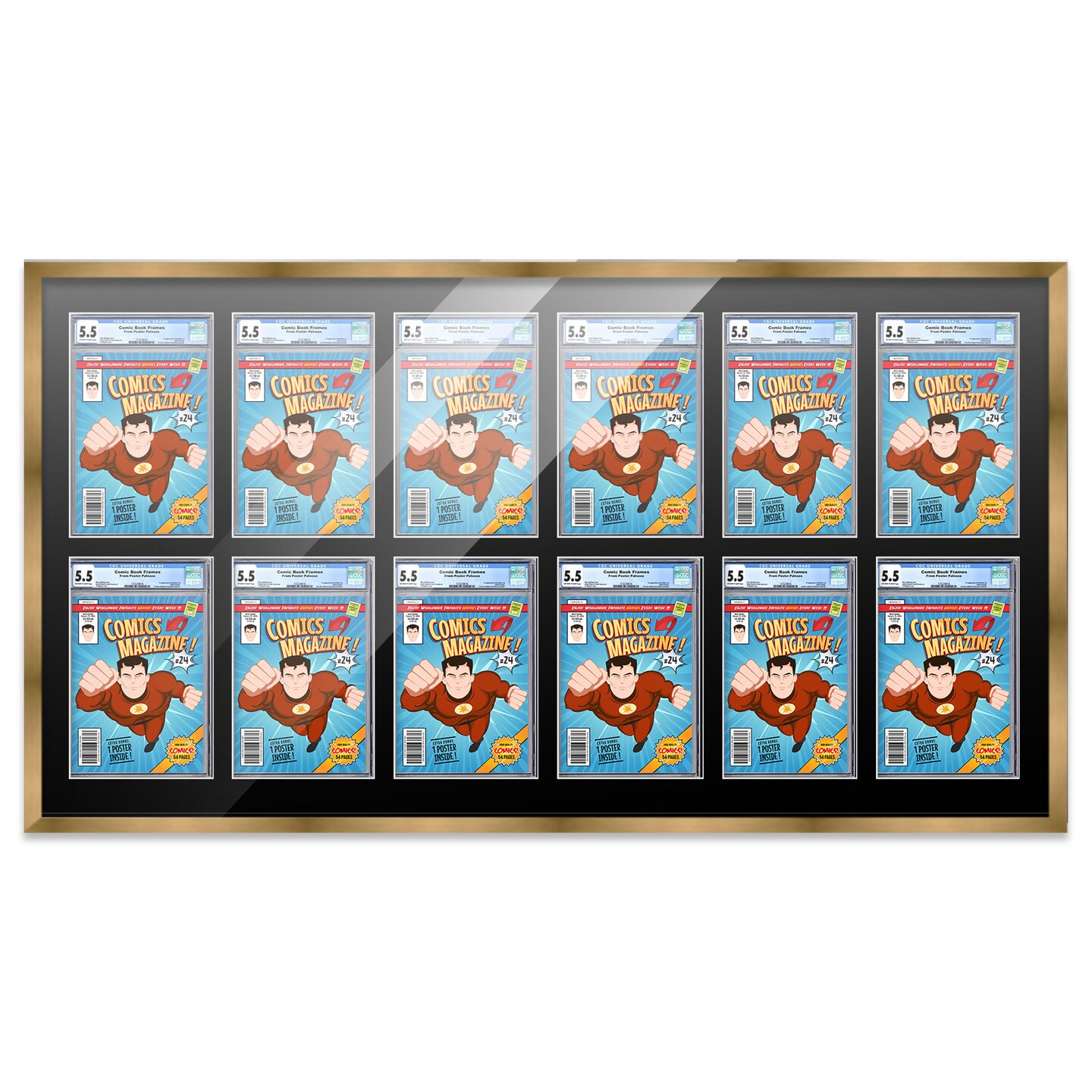 Comic Book Display Frame for CGC, PGX Graded, Slabed Comics - Bronze ...