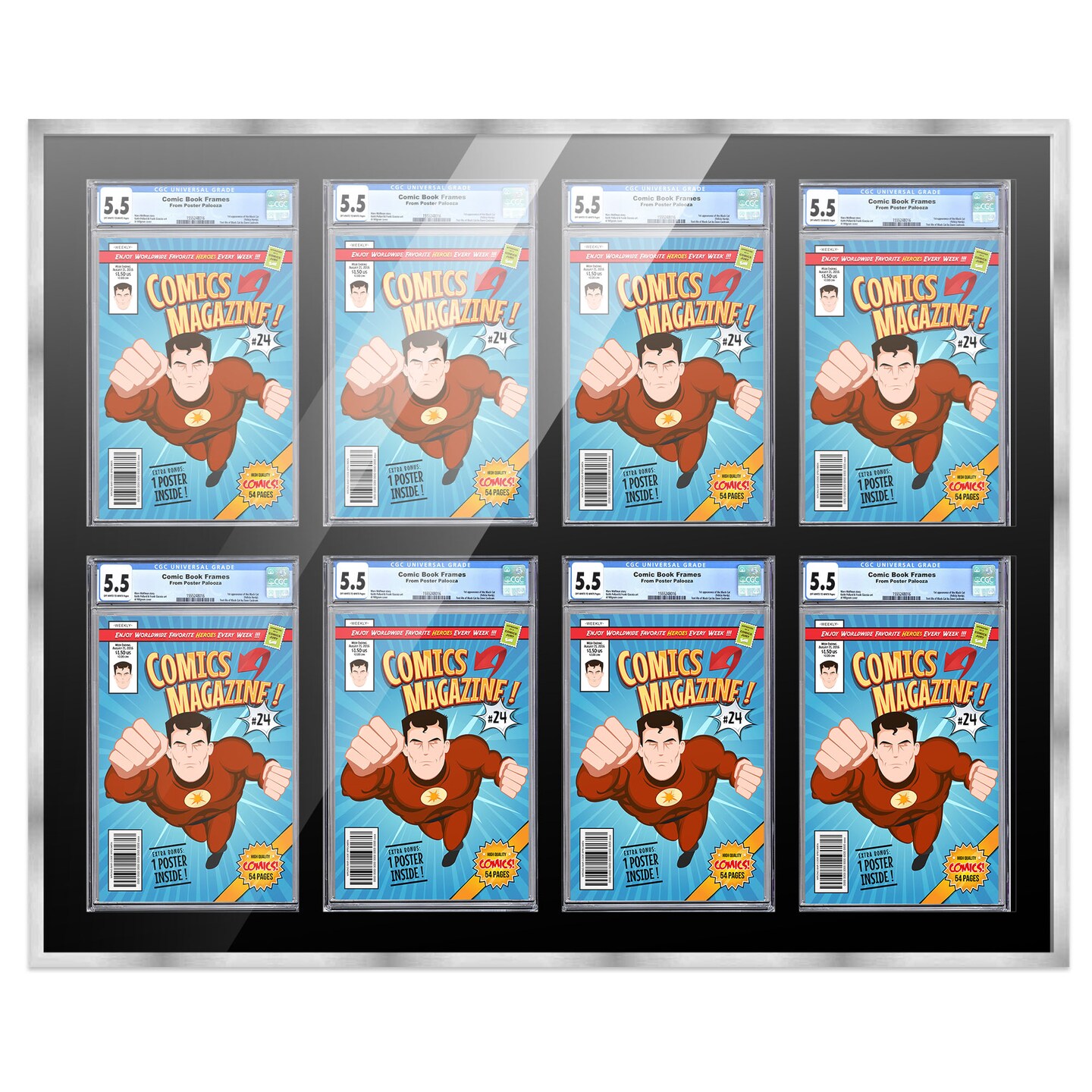 Comic Book Display Frame for CGC, PGX Graded, Slabed Comics - Silver ...
