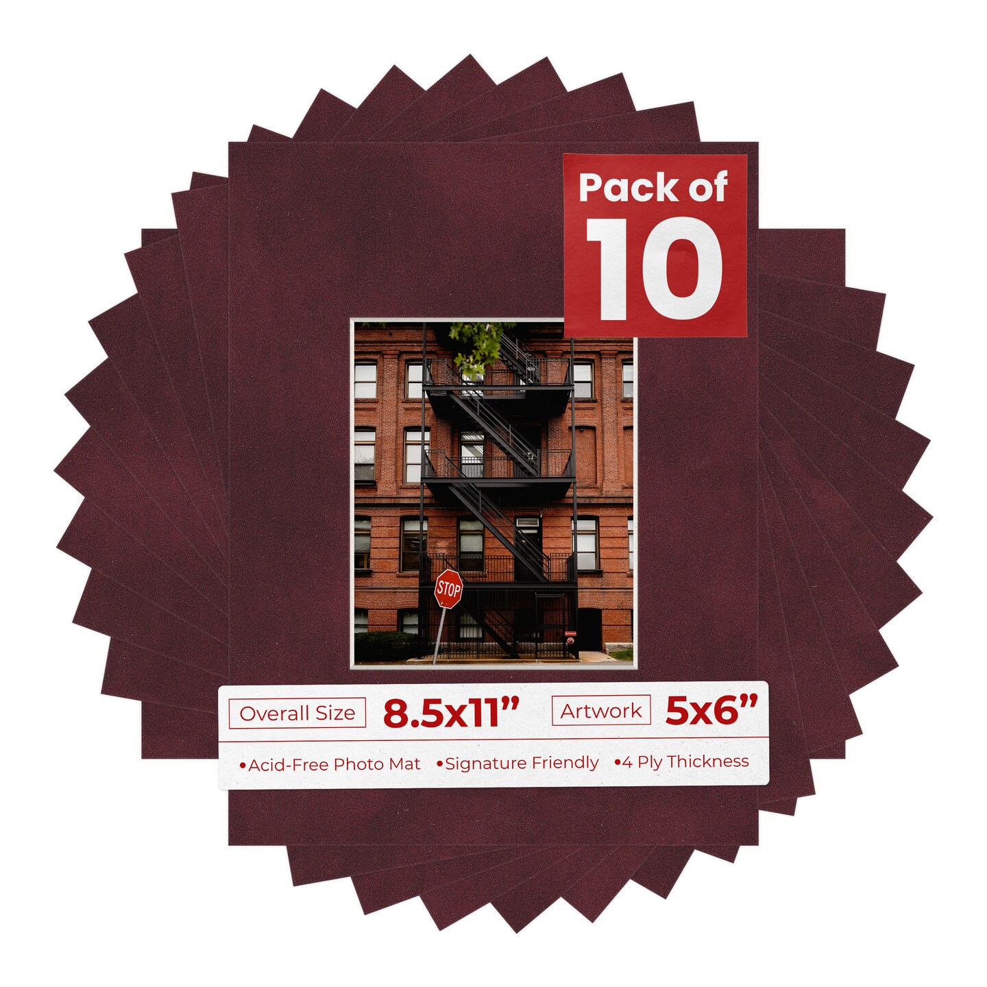 Dark Red Suede Mat Board for 8.5x11 Frames - Fits 5x6 Photos, Color ...