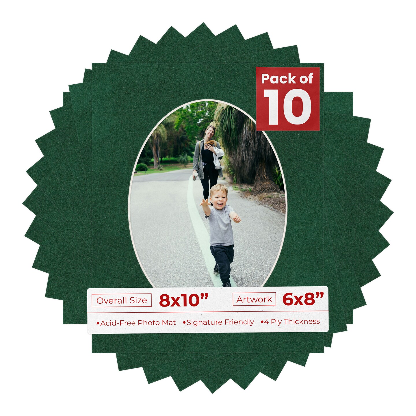 Green Suede Mat Board for 8x10 Frames - Oval Opening for 6x8 Photos ...