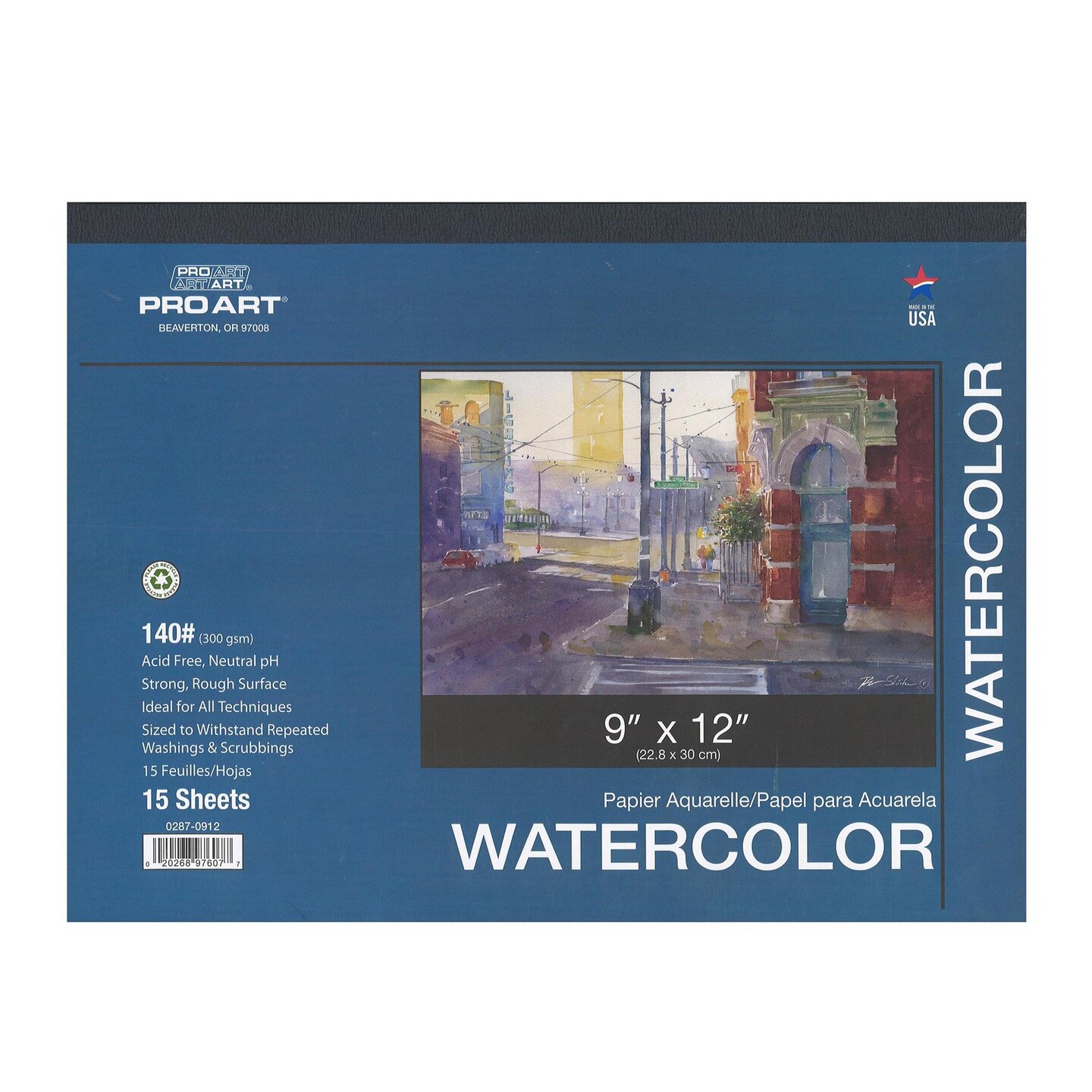Pro Art Watercolor Pad 9x12 AF 140lb 12pc Taped, Watercolor Paper ...