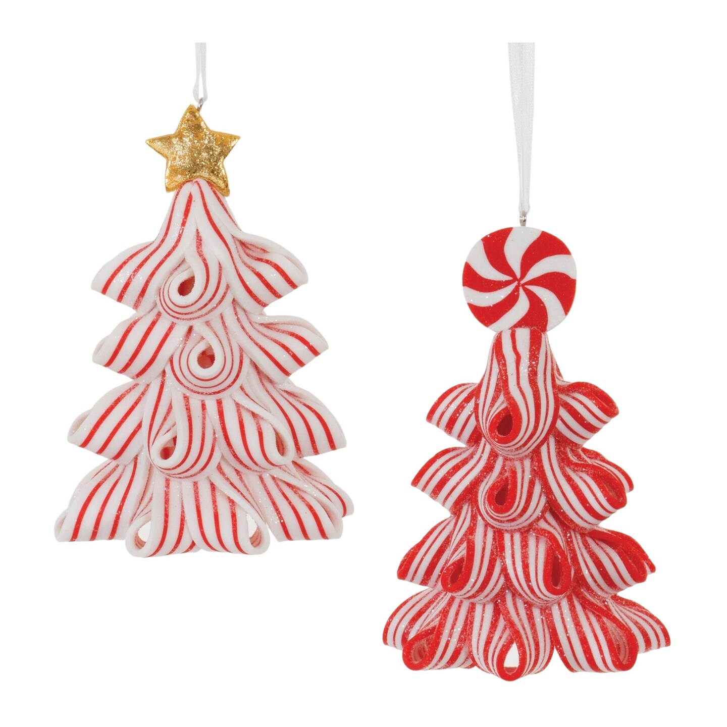 Melrose Peppermint Tree Christmas Ornaments - 4" - Red and White - 12ct ...