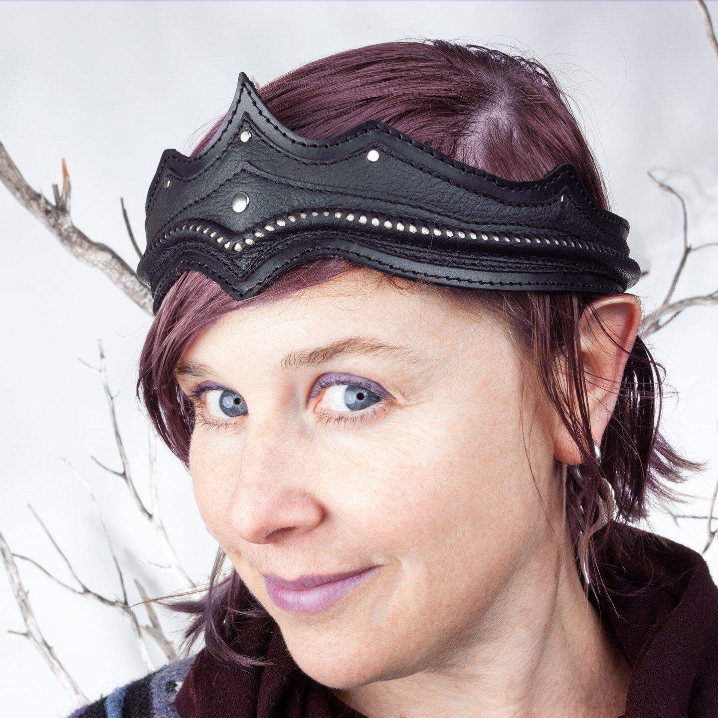 Leather Nebula Crown | Black | Leather Circlet, Leather Tiara, Leather ...