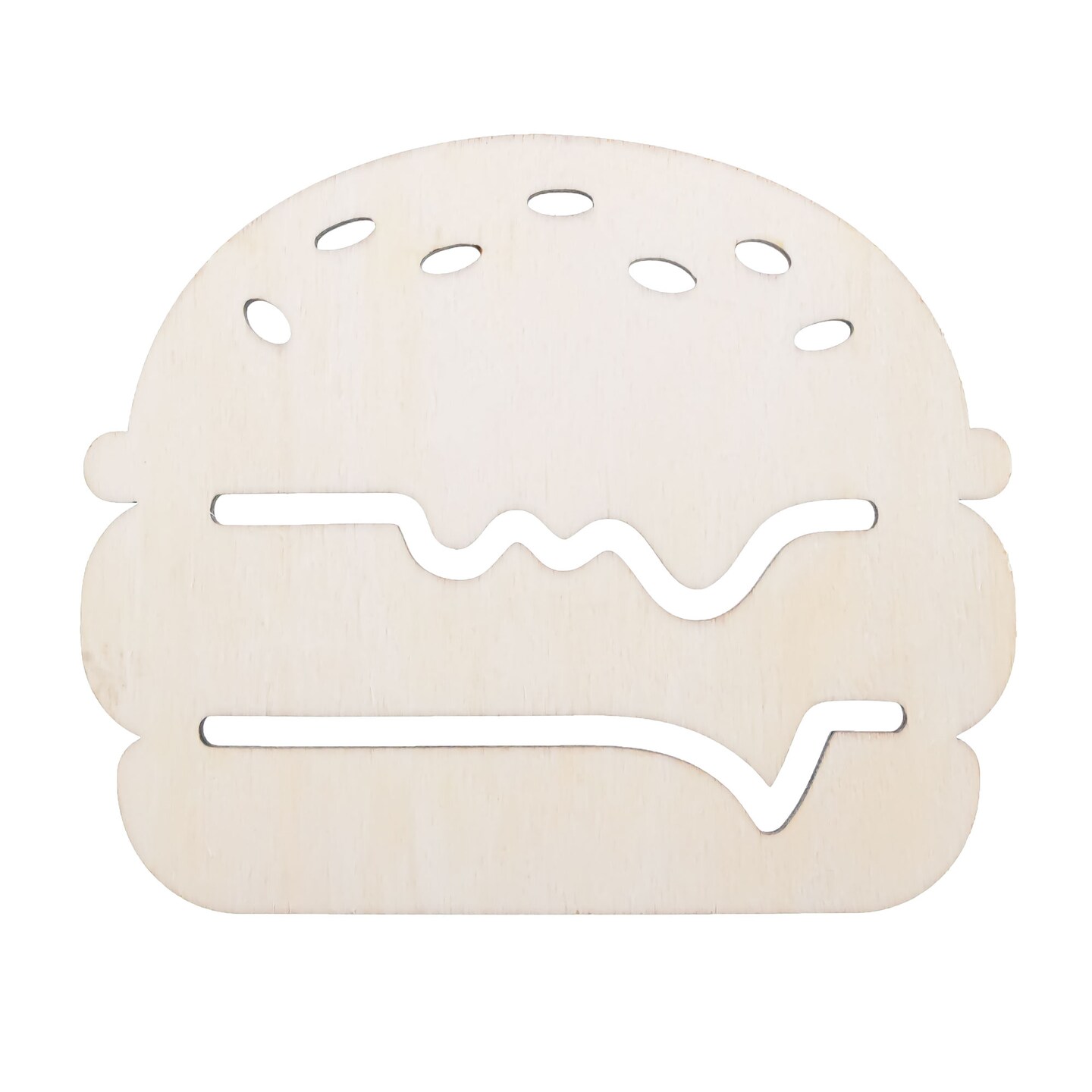 Unfinished Wooden Burger Shape Cutout DIY Craft 4.85 Inches, Color ...