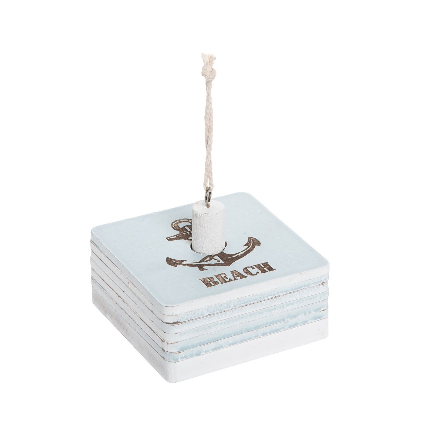 Mdf Light Blue Anchor Beach Coaster Set Wood Composite Home Decor ...