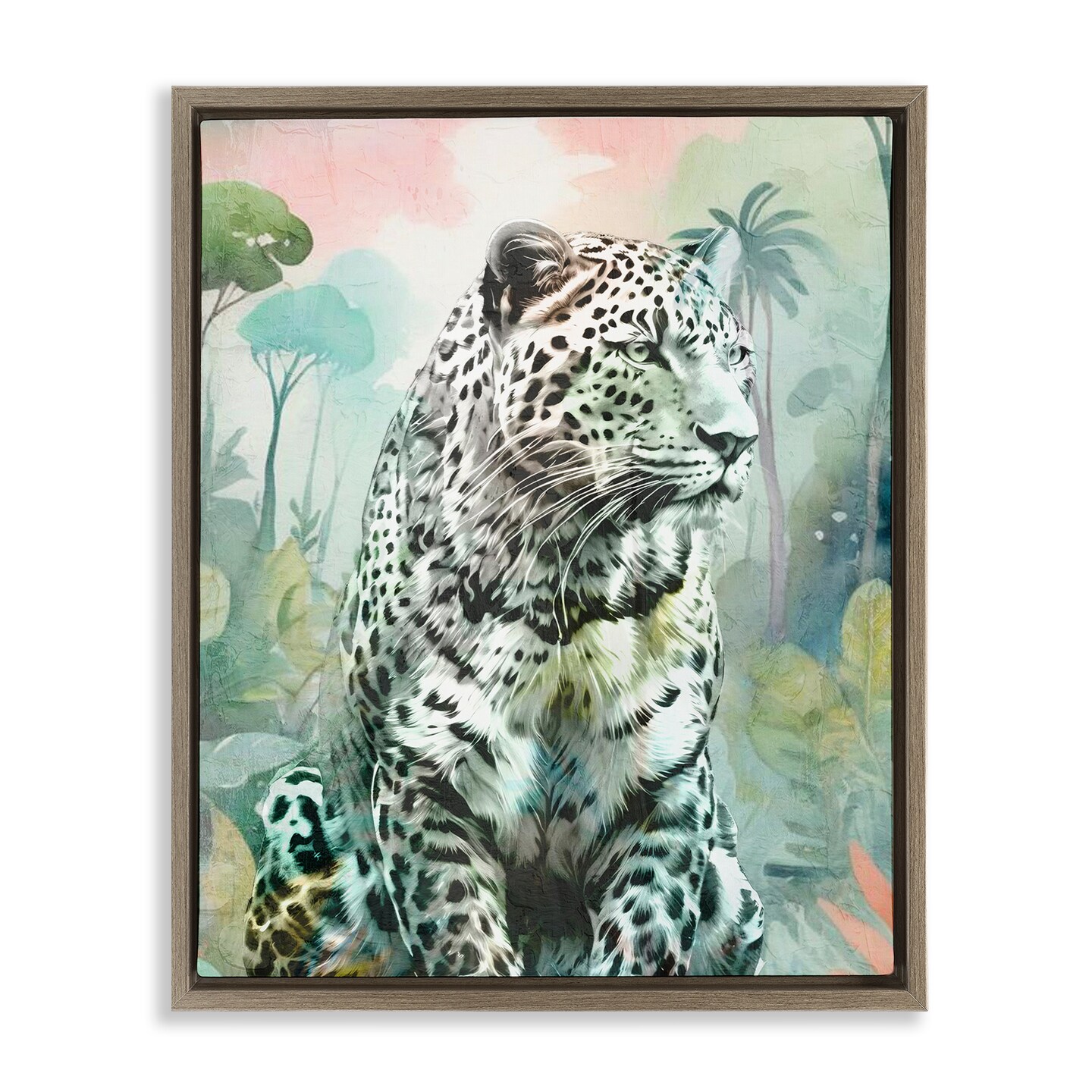 Stupell Industries Leopard Gazing in Jungle Floating Frame Design by ...