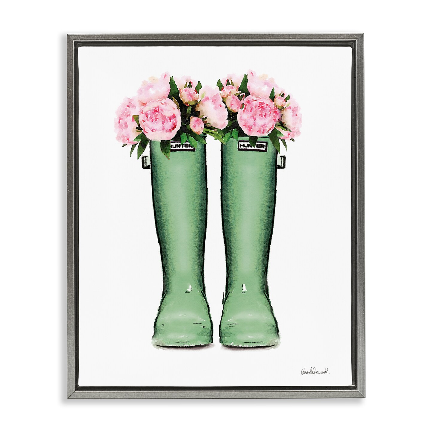 Stupell Industries Country Boots with Peonies Floating Frame Design by ...