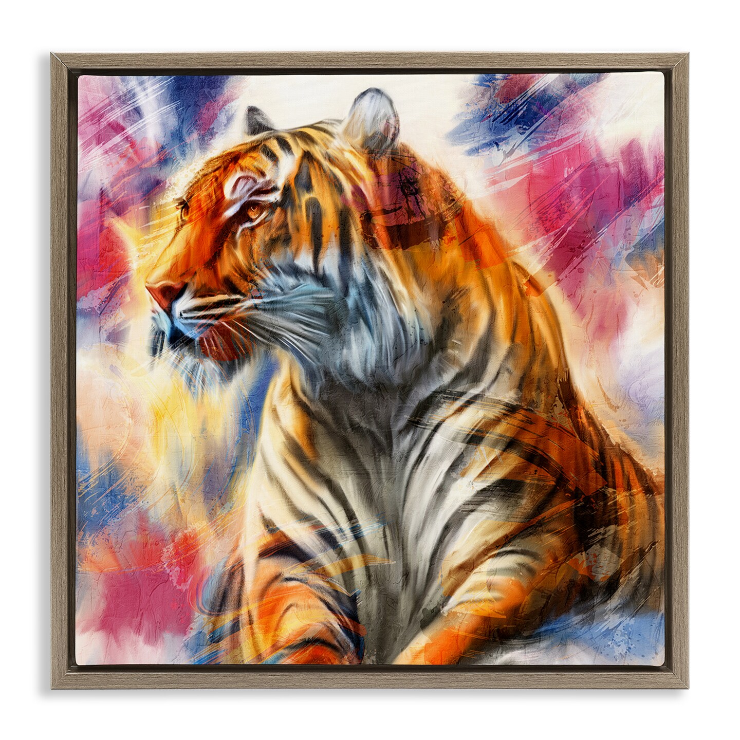 Stupell Industries Fierce & Elegant Tiger Floating Frame Design by Kim ...