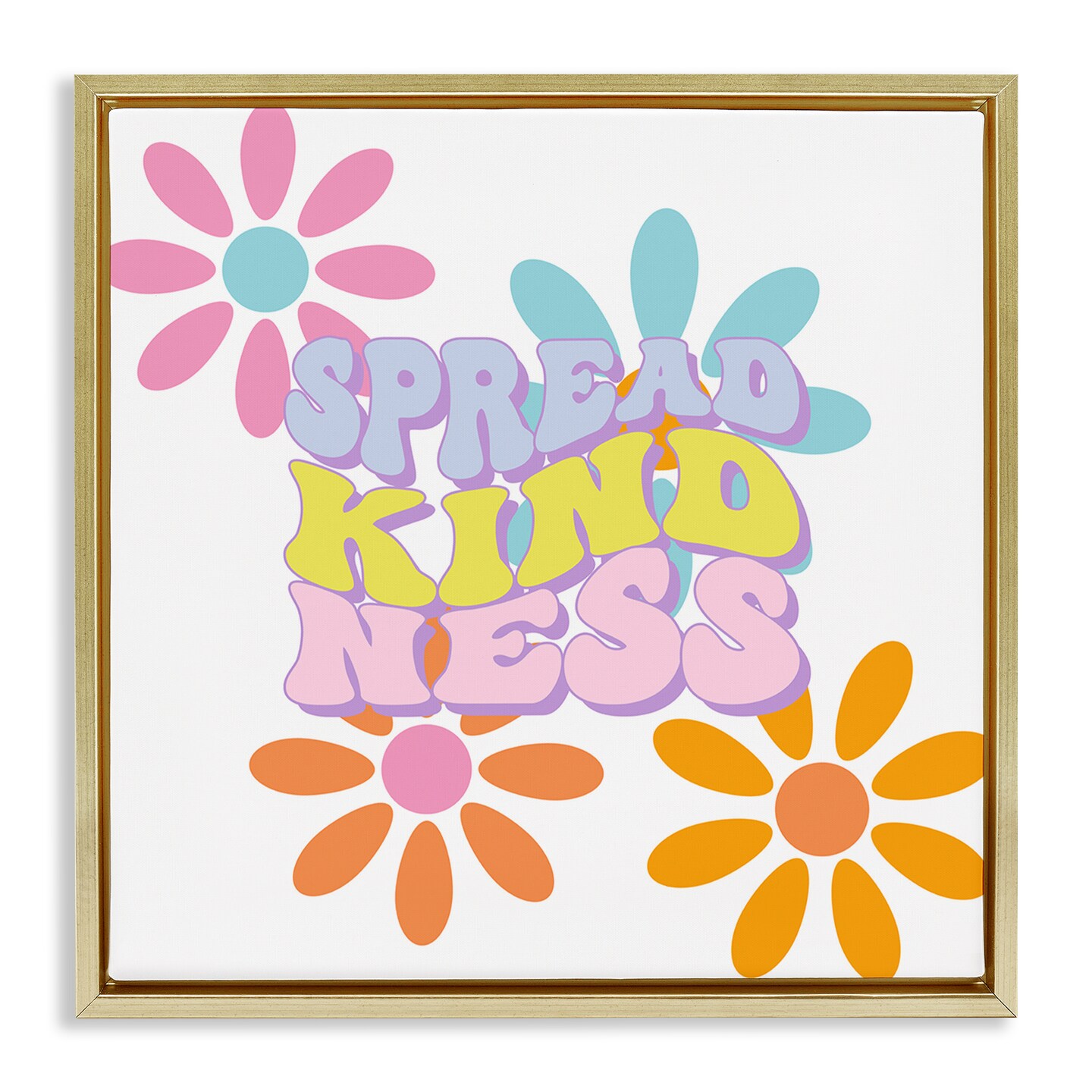 Stupell Industries Groovy Spread Kindness Floating Frame Design by ...