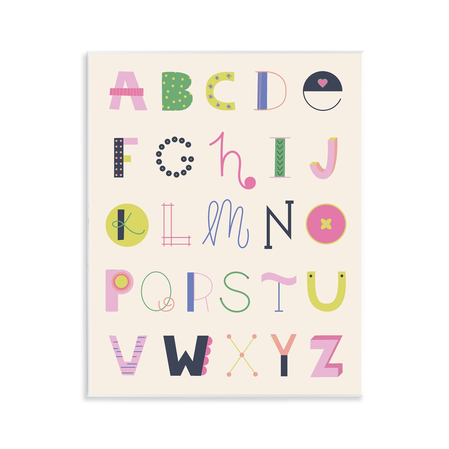 Stupell Industries Eclectic Alphabet Letters Wall Plaque Design by ...