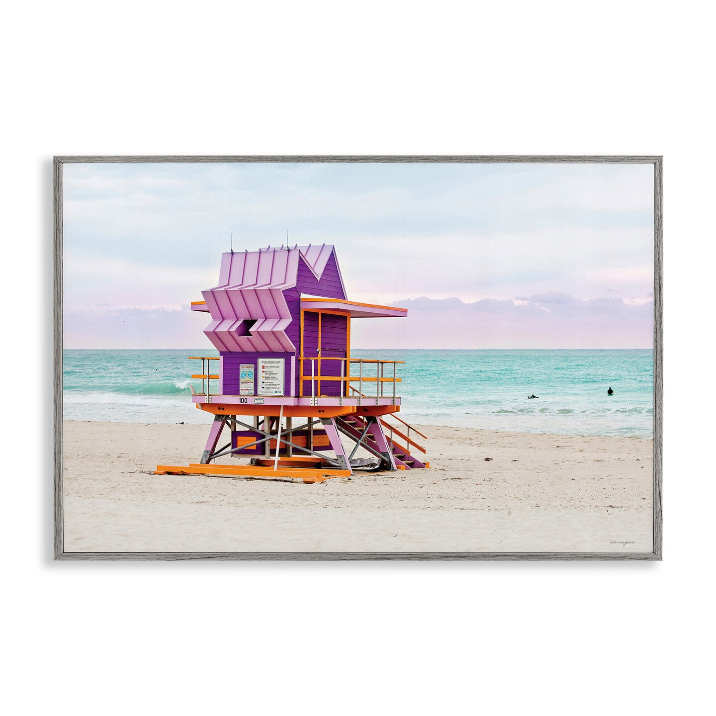 Stupell Industries Purple Lifeguard Building Framed Giclee Design by ...