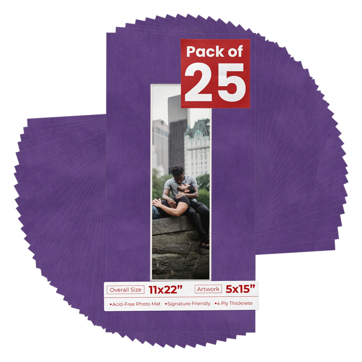 Purple Suede Mat Board for 11x22 Frames - Fits 5x15 Photos, Color ...
