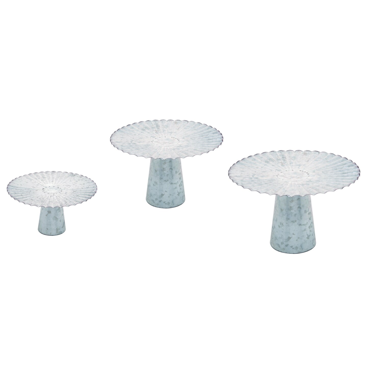 Transpac Metal Silver Spring Plant Risers Set of 3, Galvanized Metal ...