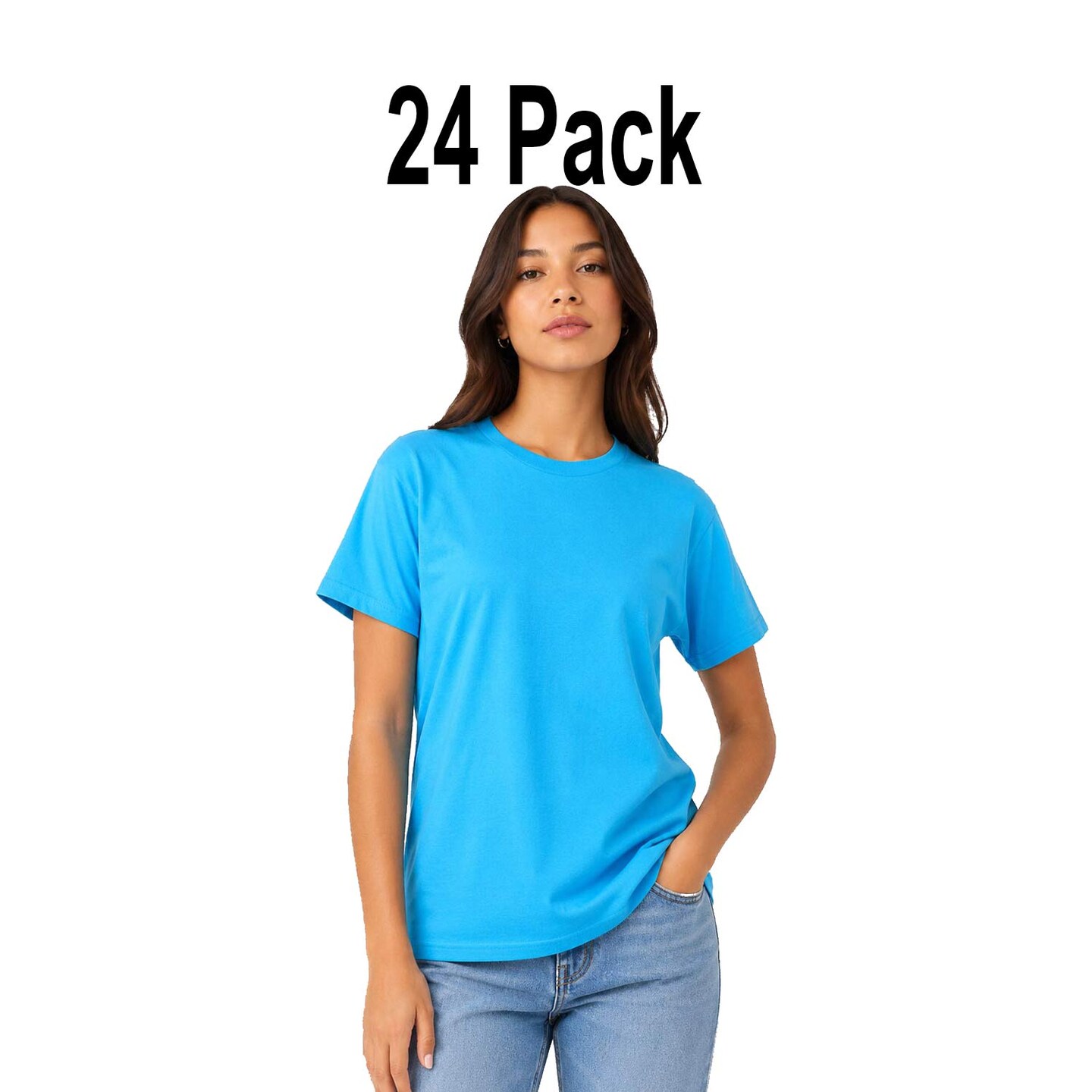 Hanes 24 Pack : Authentic T-Shirt For Mens, Color: Aquatic blue, Size ...