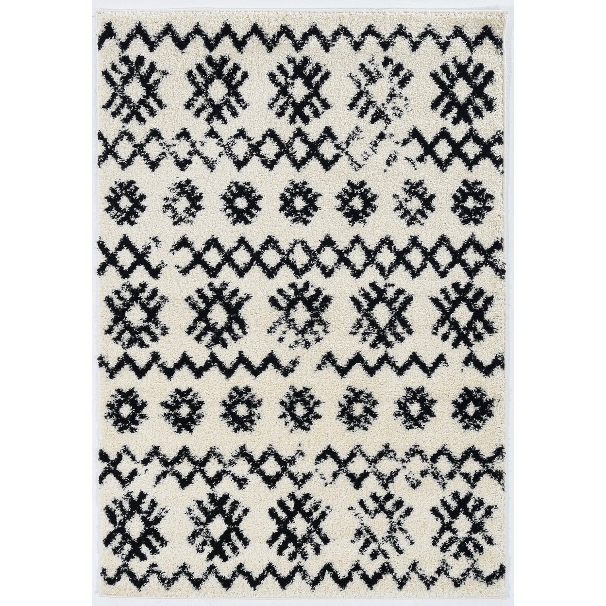 Moroccan Mekenes Rug Ivory 8X10 Modern Frieze Shag Neutral Color ...