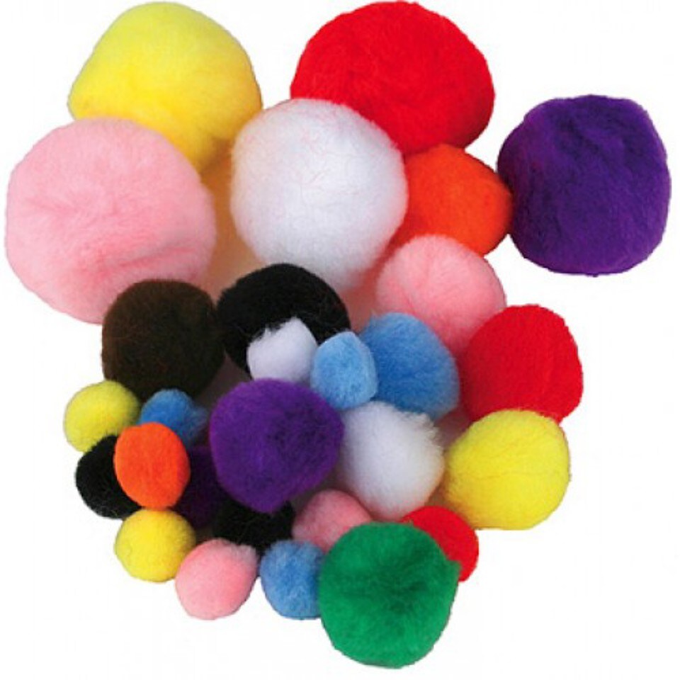 Assorted Craft Pom Poms 300 Pack – Mixed Sizes & Colors for Kids Crafts ...