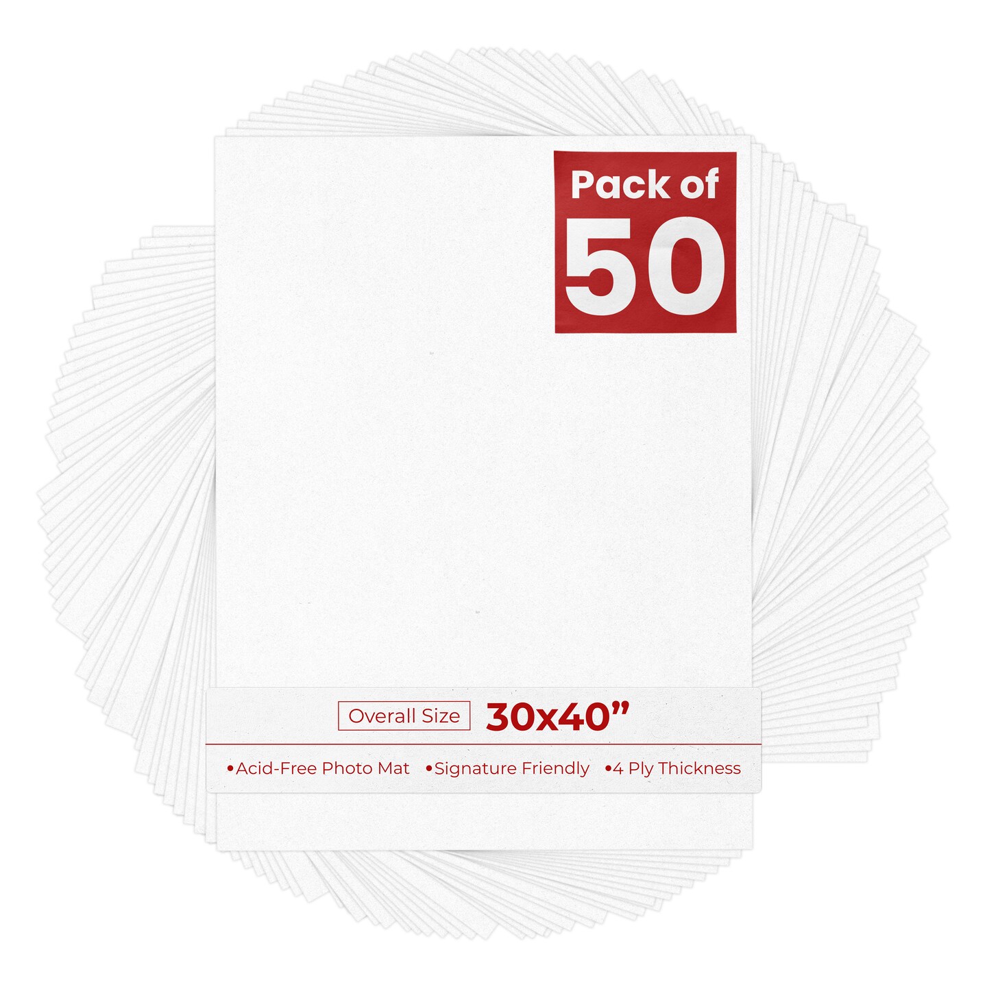 White with Black Core 30x40 Uncut Mat Board - Blank Sheets, No Opening ...