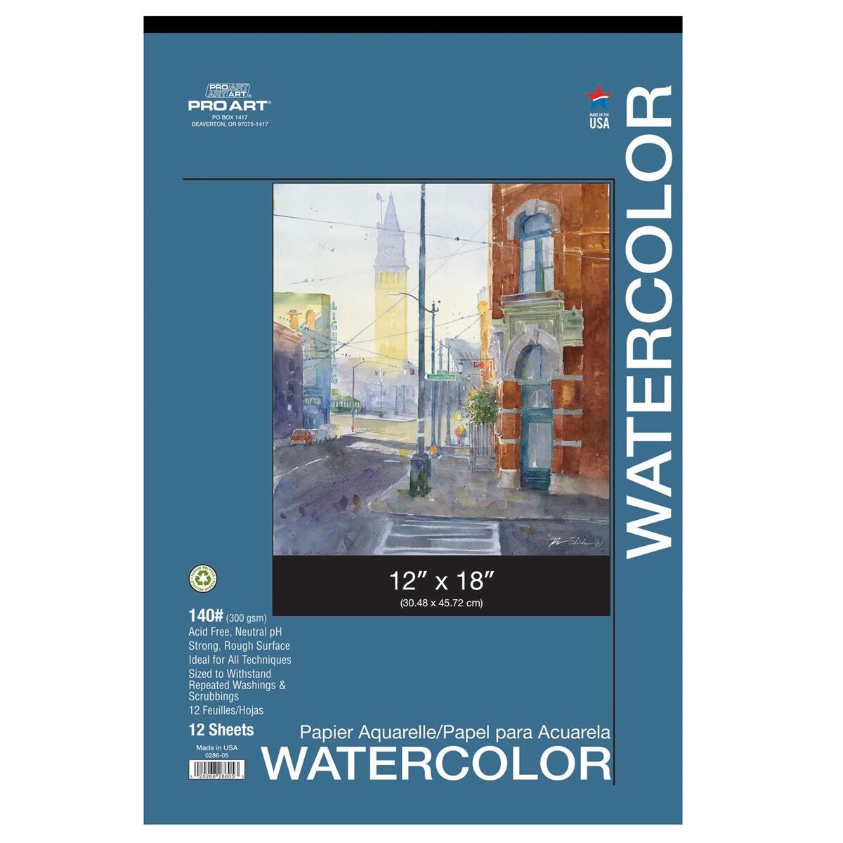 Pro Art Watercolor Pad 12x18 AF 140lb 12pc Taped, Watercolor Paper ...