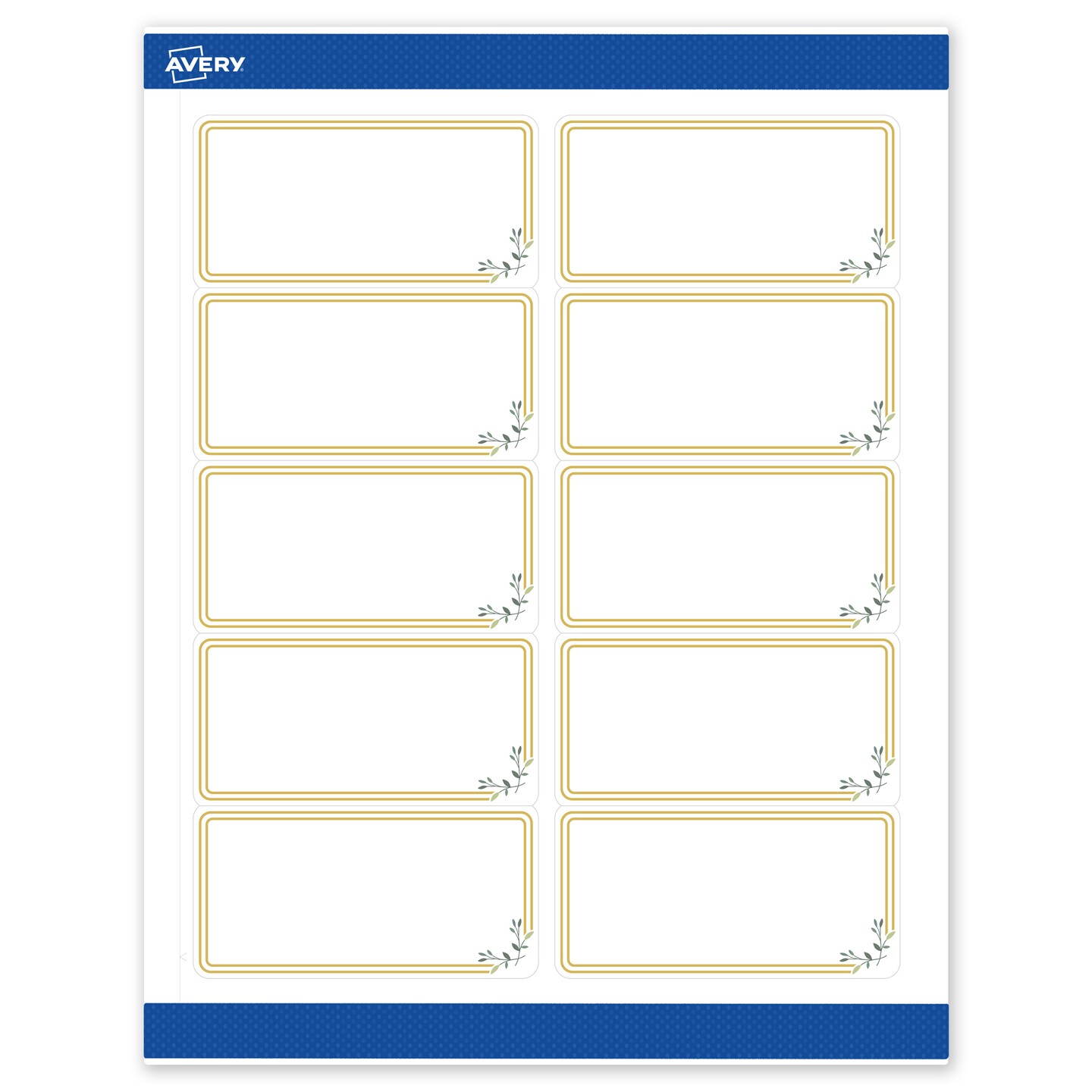 Avery Printable Rectangle Labels, Gold Double Border with Florals, 2" x ...