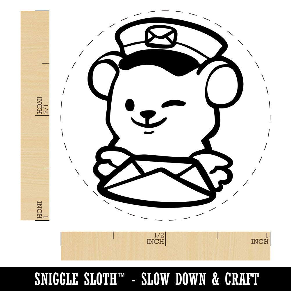 Mailman Postman Bear with Letter Cute Self-Inking Rubber Stamp for ...