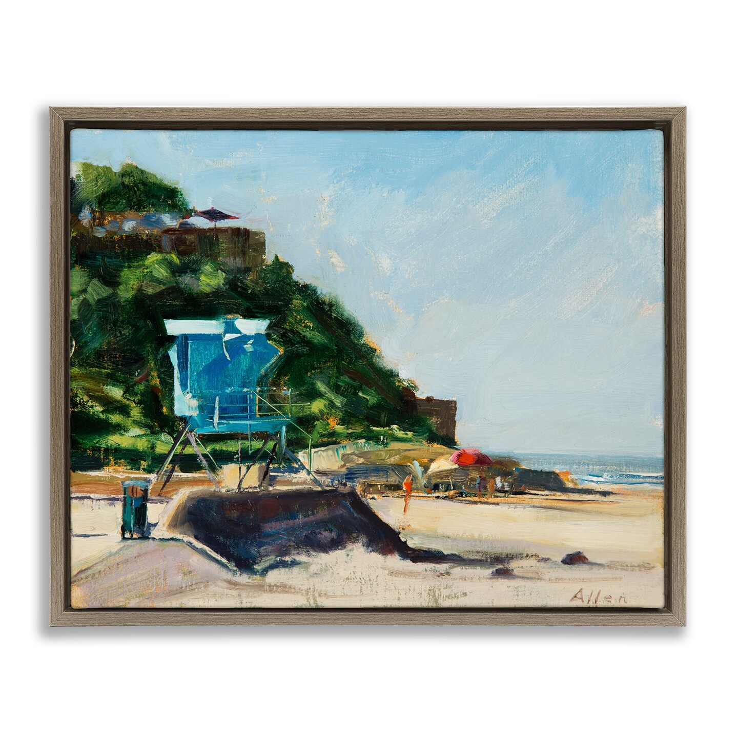 Stupell Industries Beach Guard Tower Framed Floater Canvas Wall Art ...