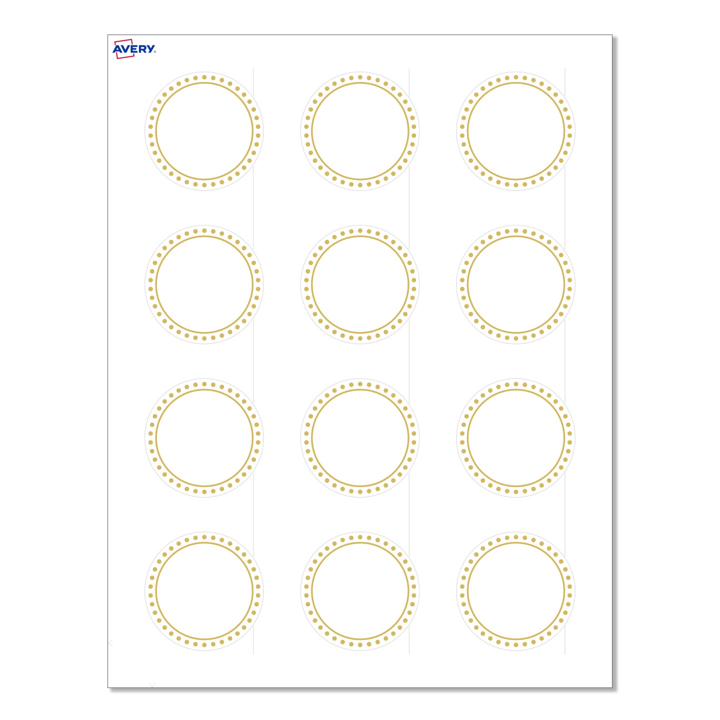 Avery Printable Round Labels with Sure Feed Technology, Gold Border ...