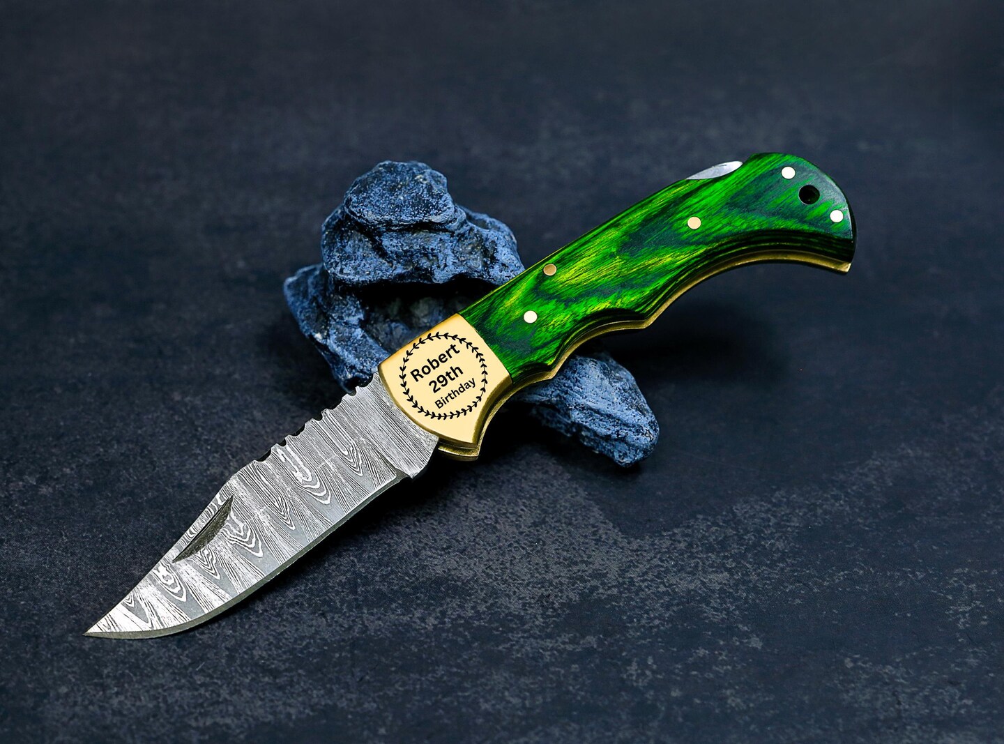Damascus Folding Pocket Knife, Personalized handmade folding pocket ...