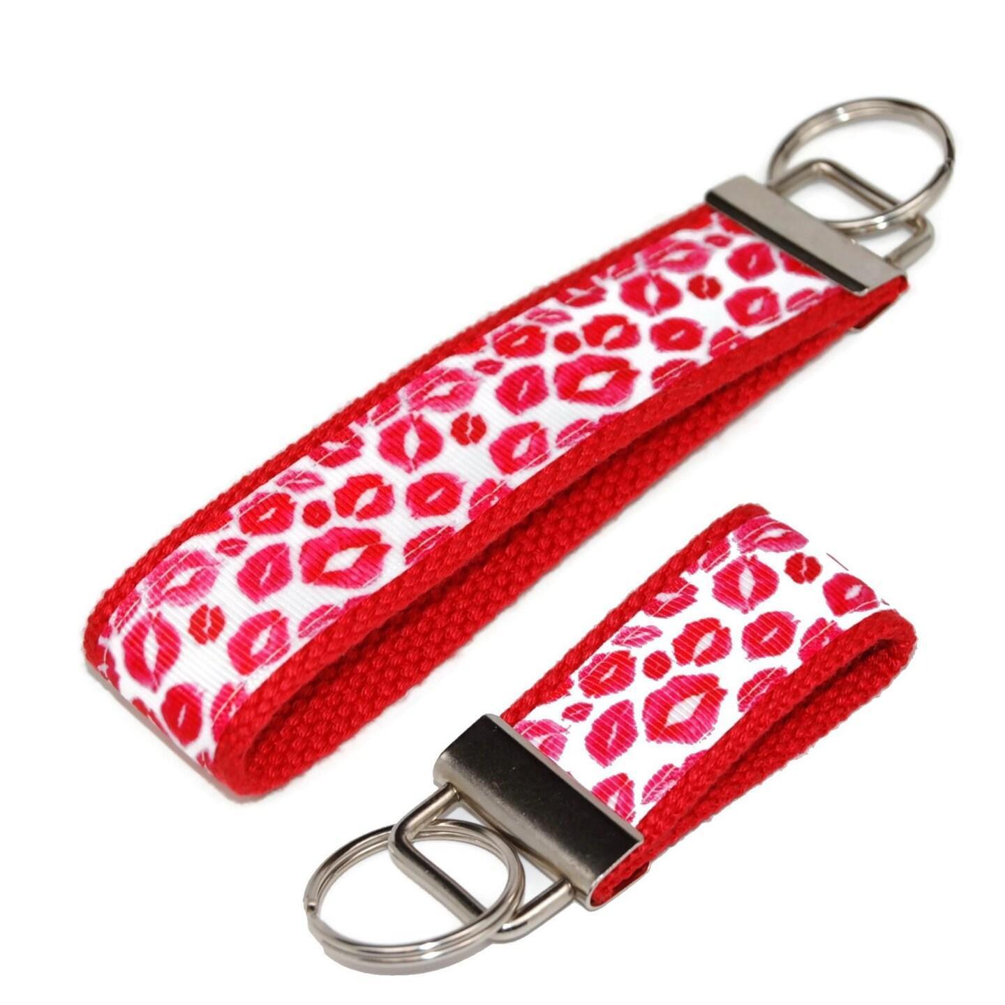 Lips and Kisses Keychain - Key Fob Wristlet or Mini Key Holder ...