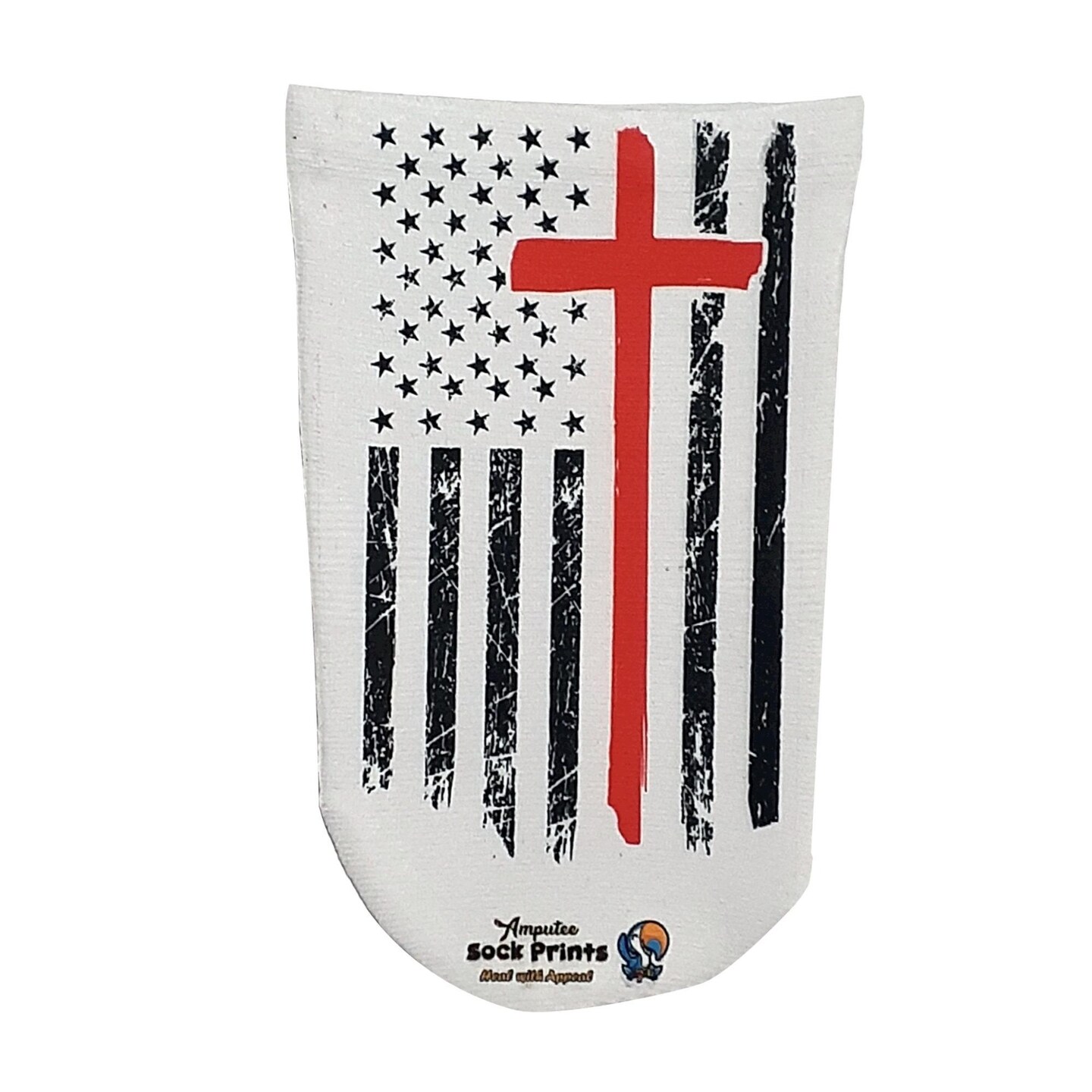 Amputee Sock "American Flag with Cross V1", 3PLY Residual Limb or Over ...