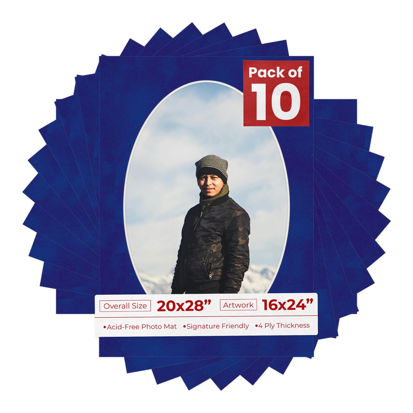 Royal Blue Suede Mat Board for 20x28 Frames - Oval Opening for 16x24 ...