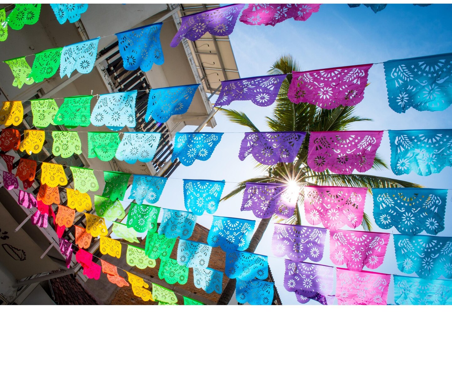 Plastic PAPEL PICADO garland Talavera White decorative Papel Picado ...