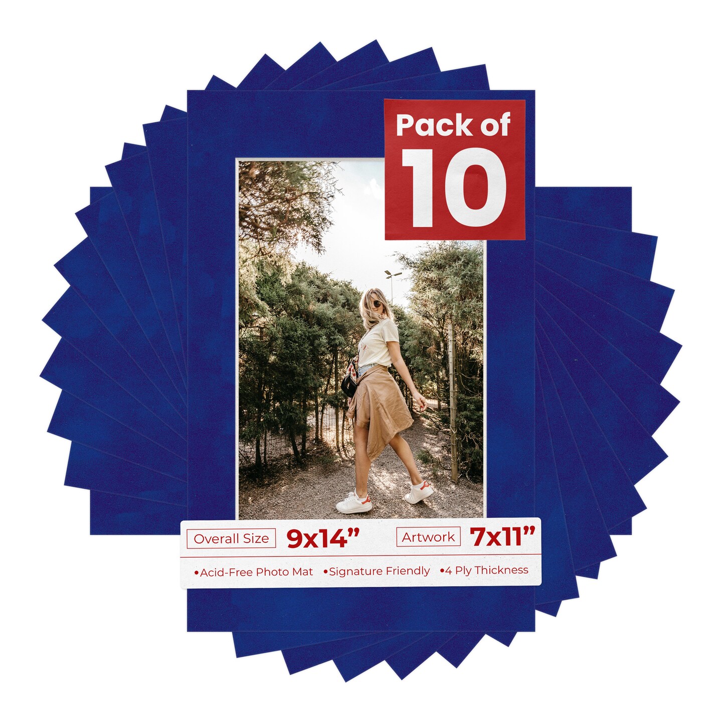 Royal Blue Suede Mat Board for 9x14 Frames - Fits 7x11 Photos, Color ...
