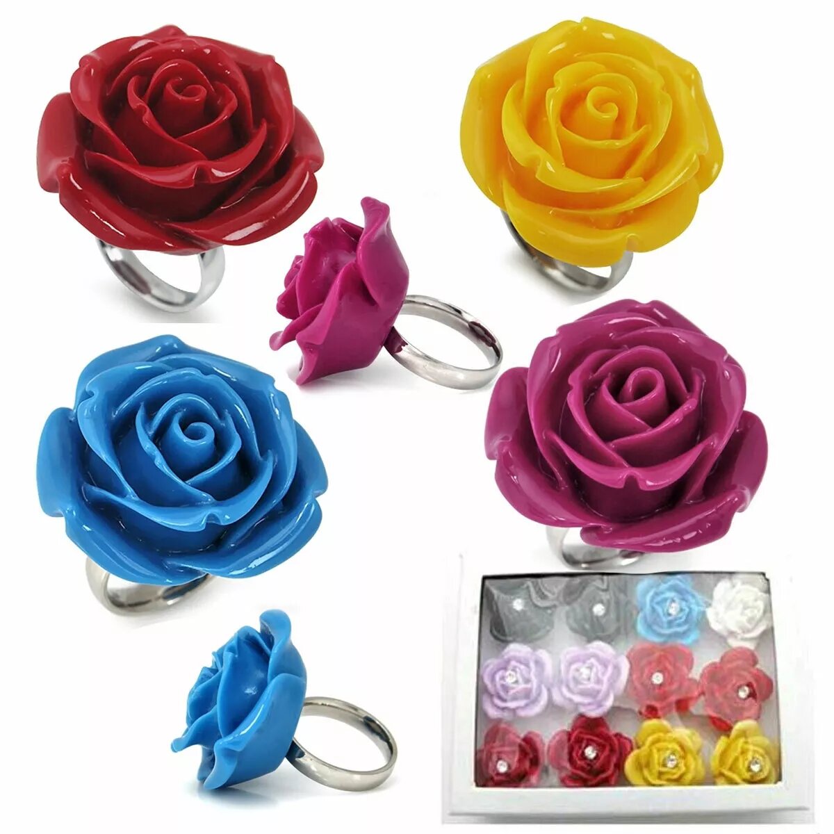 Kitcheniva 6 Pcs Women Girl Stainless Steel Plastic Flower Ring | Michaels