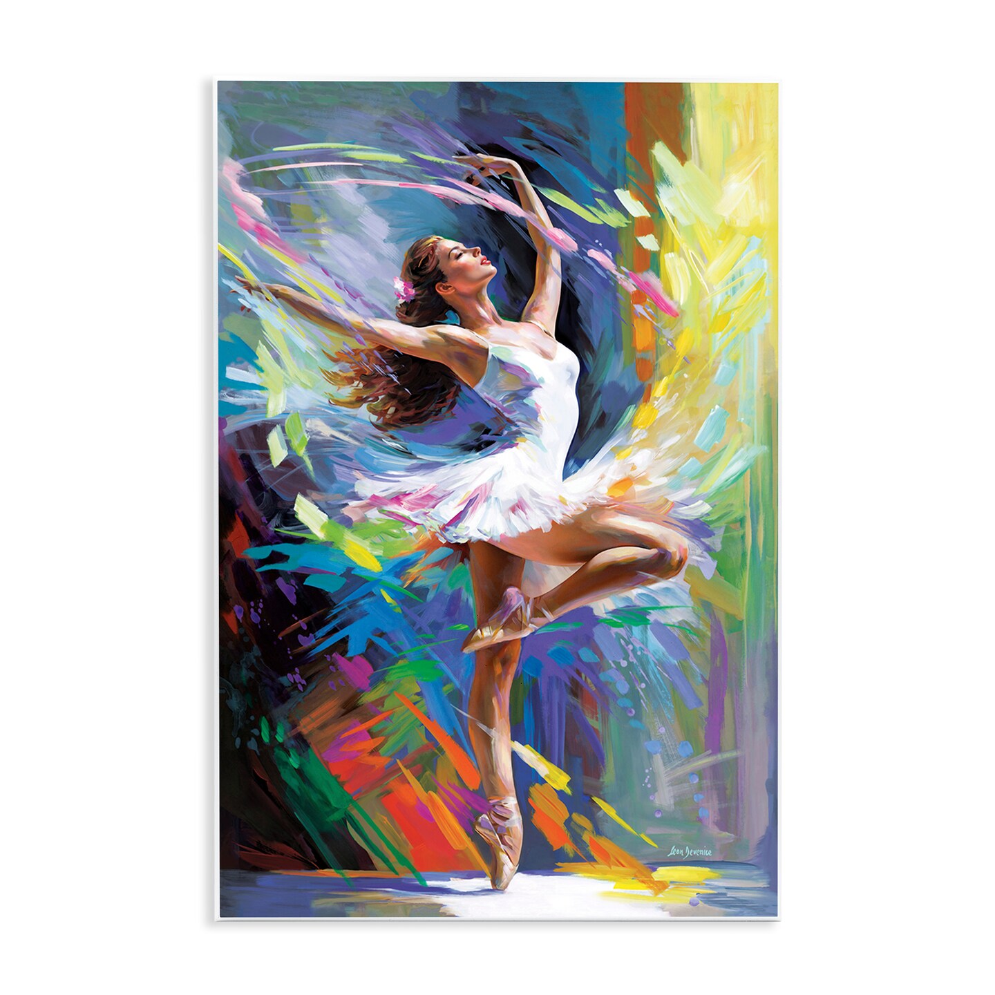 Stupell Industries Bright Hued Dancing Ballerina Wall Plaque Art Design ...